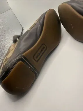 Coach | Shoes | Coach Womens Brown Signature Canvas Sneakers With Dark ...